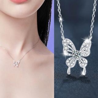 【KEDDY】個性項鍊-ins風-小眾設計-韓國飾品-項鍊女-鎖骨鏈-莫桑石-吊墜-輕奢-生日禮物-蝴蝶項鍊-高級感-925純銀