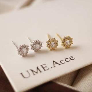 【UME.Acce】全純銀耳環 錦簇 (銀色/金色) | 整隻純銀耳環 / 抗敏純銀