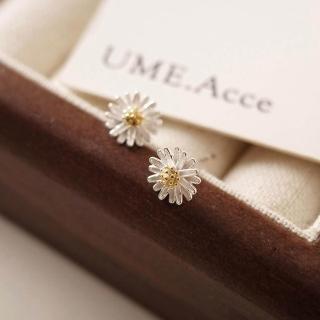 【UME.Acce】全純銀耳環 超立體 清純小雛菊 | 整隻純銀/S925純銀耳環/花朵耳環