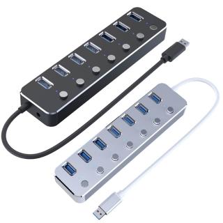 USB HUB USB集線器 分線器 USB3.0 7孔獨立開關 OTG 鋁合金(40-728)