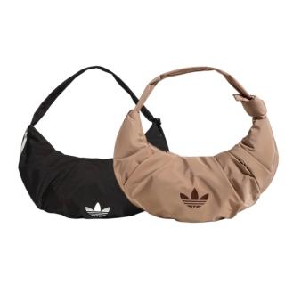 【adidas 愛迪達】ADIDAS ORIGINALS 皺摺 牛角 雲朵包 奶茶 卡其 黑 手提包 肩背包 KA9272 KA9271