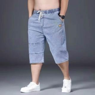 145公斤 8XL大尺碼男裝 肥佬微彈商務水洗中腰牛仔褲 大碼褲子七分牛仔短褲夏季寬鬆加肥加大胖子男士外穿五分肥佬褲