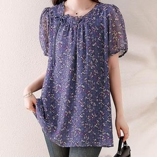 【麗質達人】5813紫色印花上衣-LY (L-5XL)