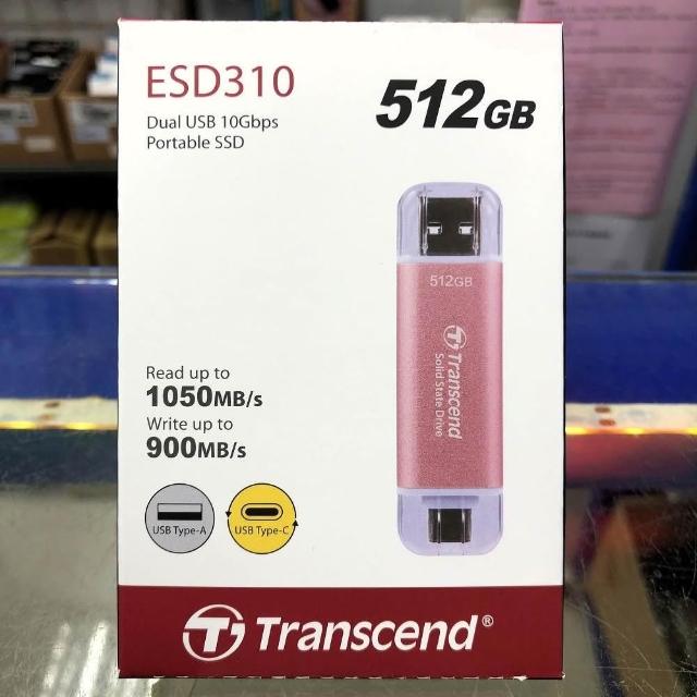 【Transcend 創見】ESD310C USB3.2 Type-A Type-C 雙介面固態行動碟 高速隨身碟 OTG 太空黑