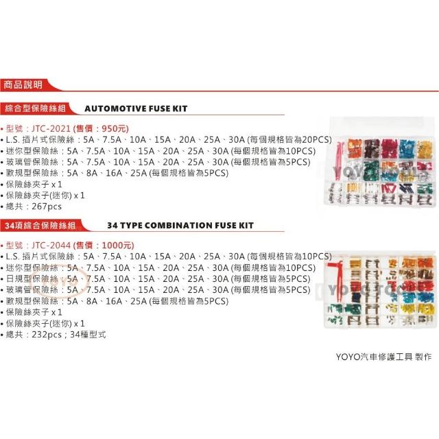 JTC-2025 玻璃管型保險絲組 / 管式保險絲 5A 7.5A 10A 15A 20A 25A