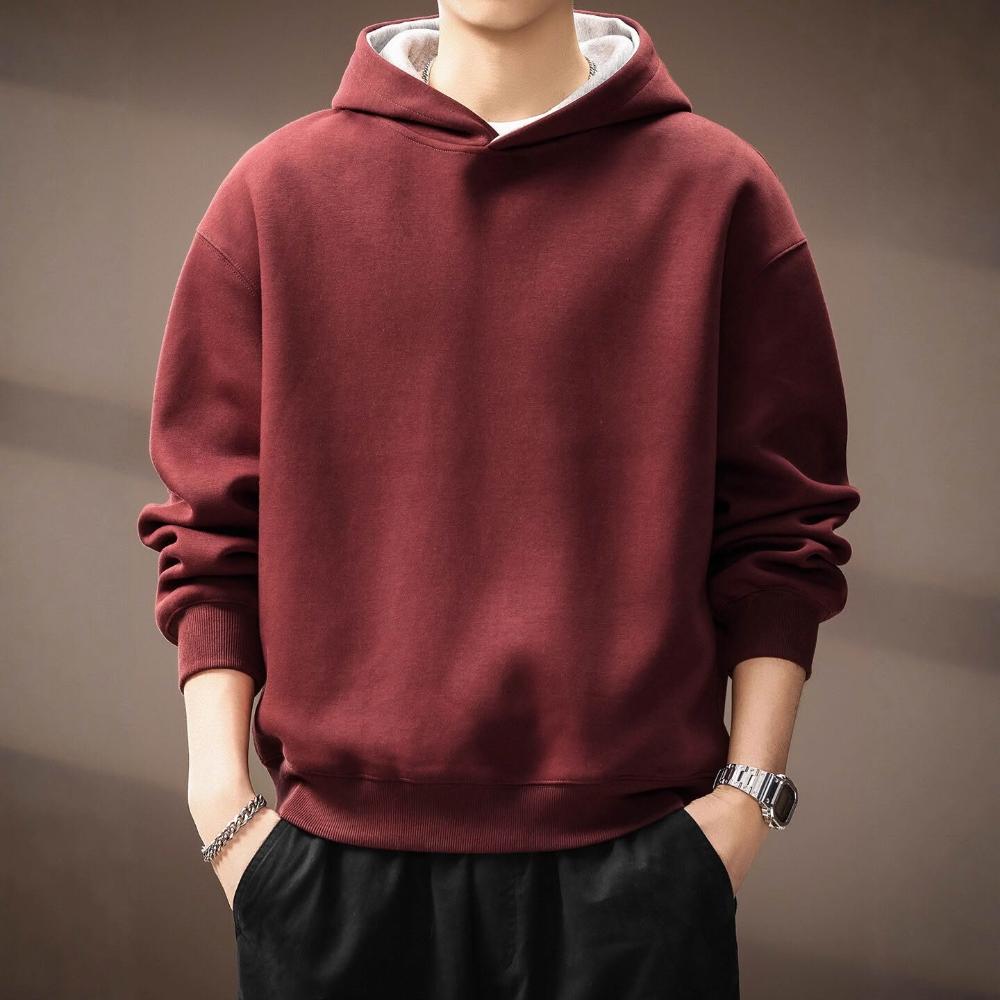 高端美式430g重磅雙色連帽衛衣男2025秋季新款潮流寬松休閑外套男