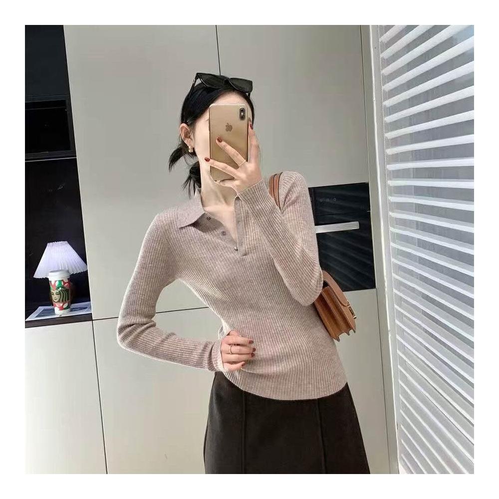 內搭單穿都好看！max~原紗全羊毛坑條polo針織衫C5爆款復購