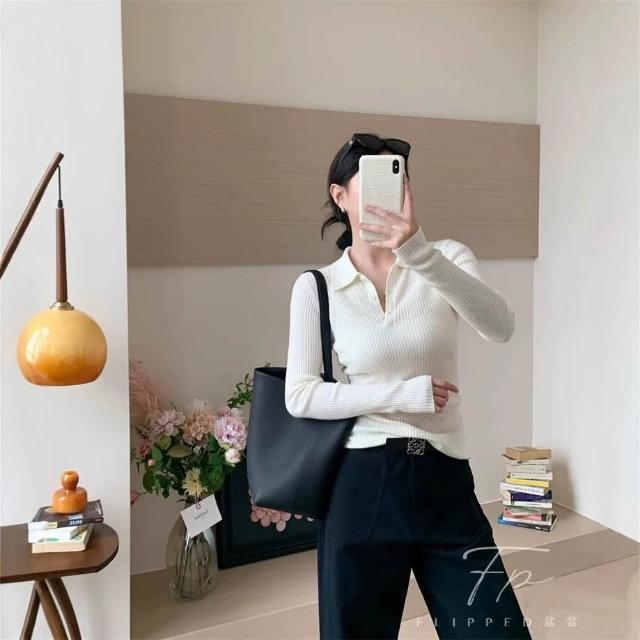 內搭單穿都好看！max~原紗全羊毛坑條polo針織衫C5爆款復購