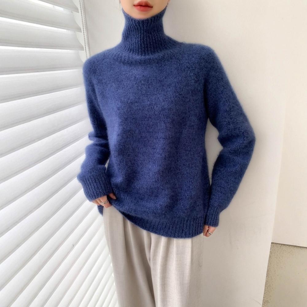 新款純羊毛打底衫長袖上衣花紗年保暖高領針織衫七針加厚秋冬