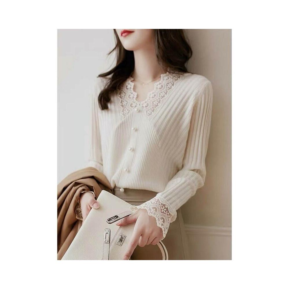 希妍 針織打底衫女士裝春秋冬2026年新款歐貨爆款v領洋氣內搭毛衣上衣